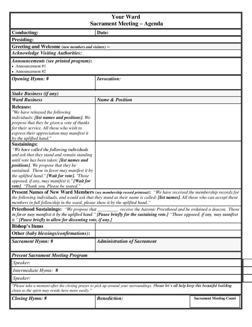 Lds Sacrament Meeting Program Template